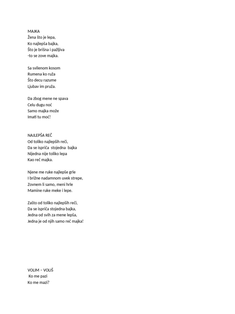 Pesmice Za 8. Mart | PDF