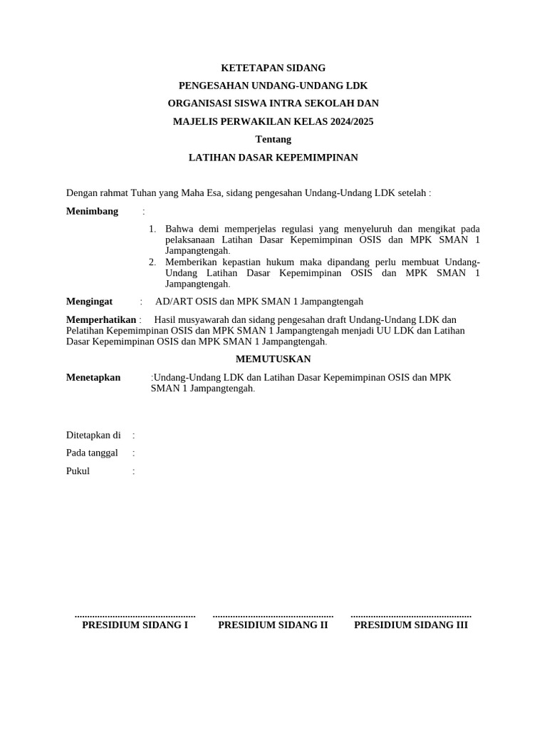 Ketetapan Sidang Uu LDK 24-25 | PDF