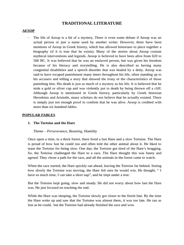 Traditional Literature AS6 ENG 106 | PDF