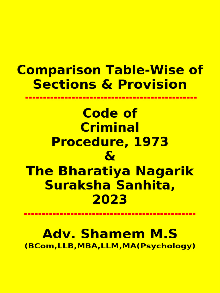 Comparison Table - CRPC and BNSS | PDF