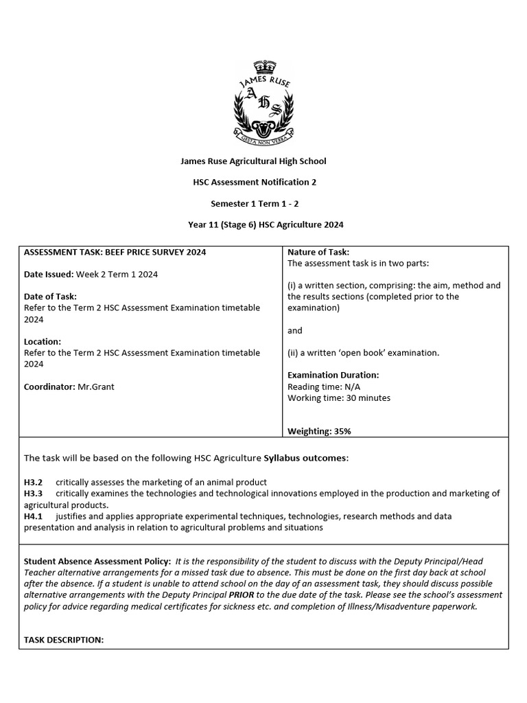 HSC Ag Task #2 Notif | PDF
