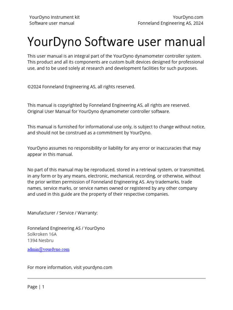 YourDyno Software User Manual | PDF