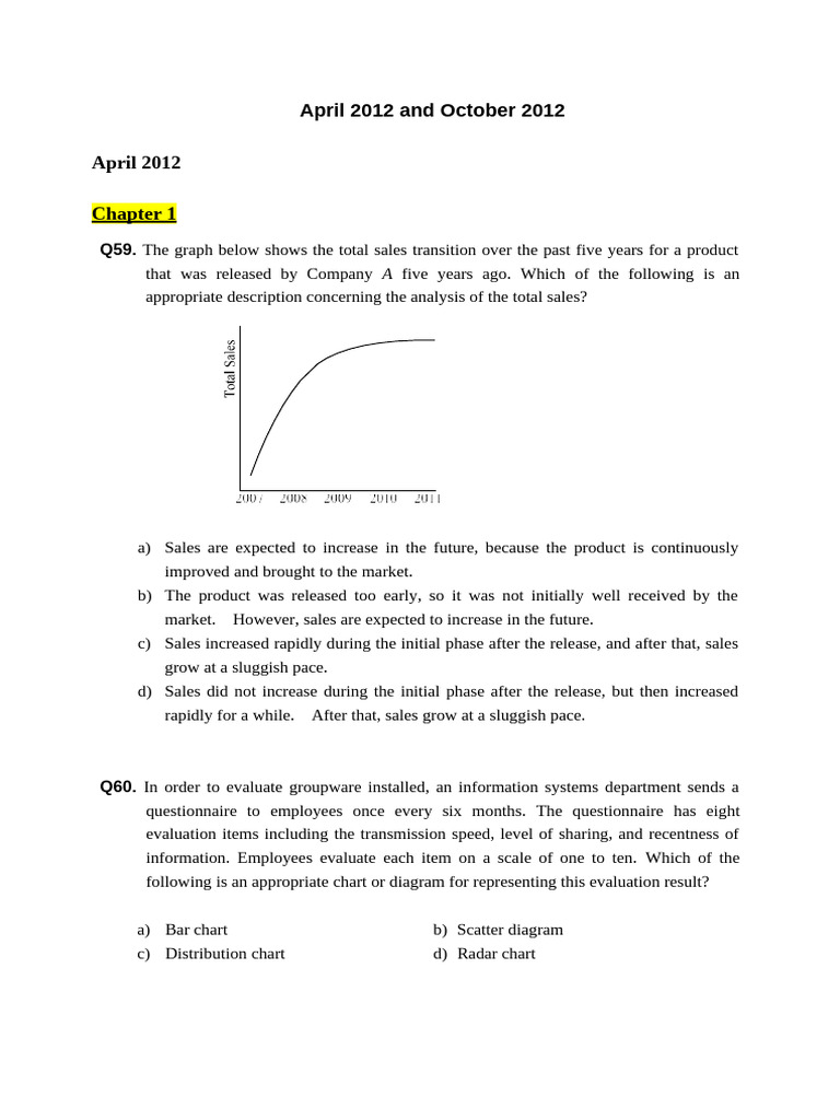 ITPEC Old Questions For 2012 - S - A | PDF