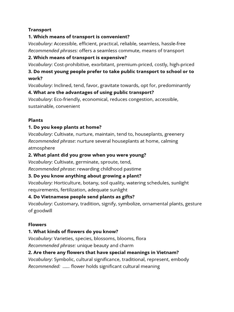 Speaking Part 1 - Questions | PDF