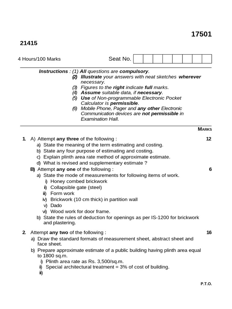 2015 Summer Question Paper | PDF