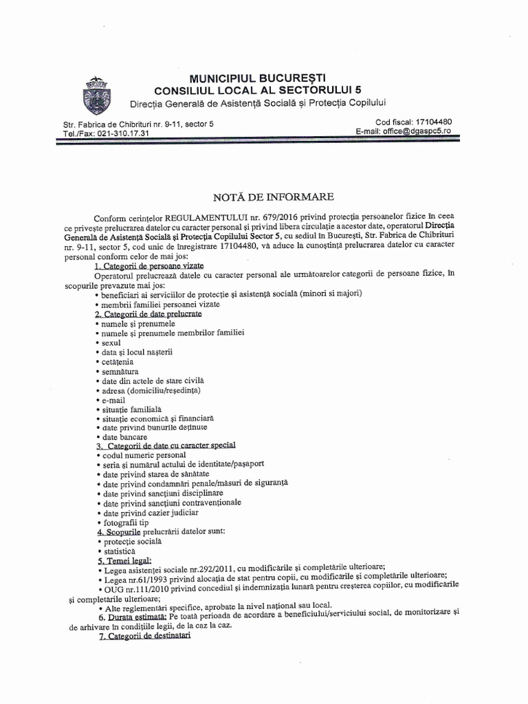 Nota de Informare | PDF