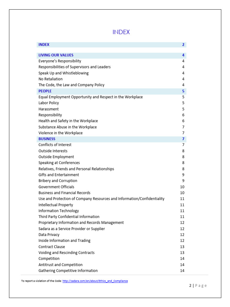 Sadara Code of Conduct | PDF