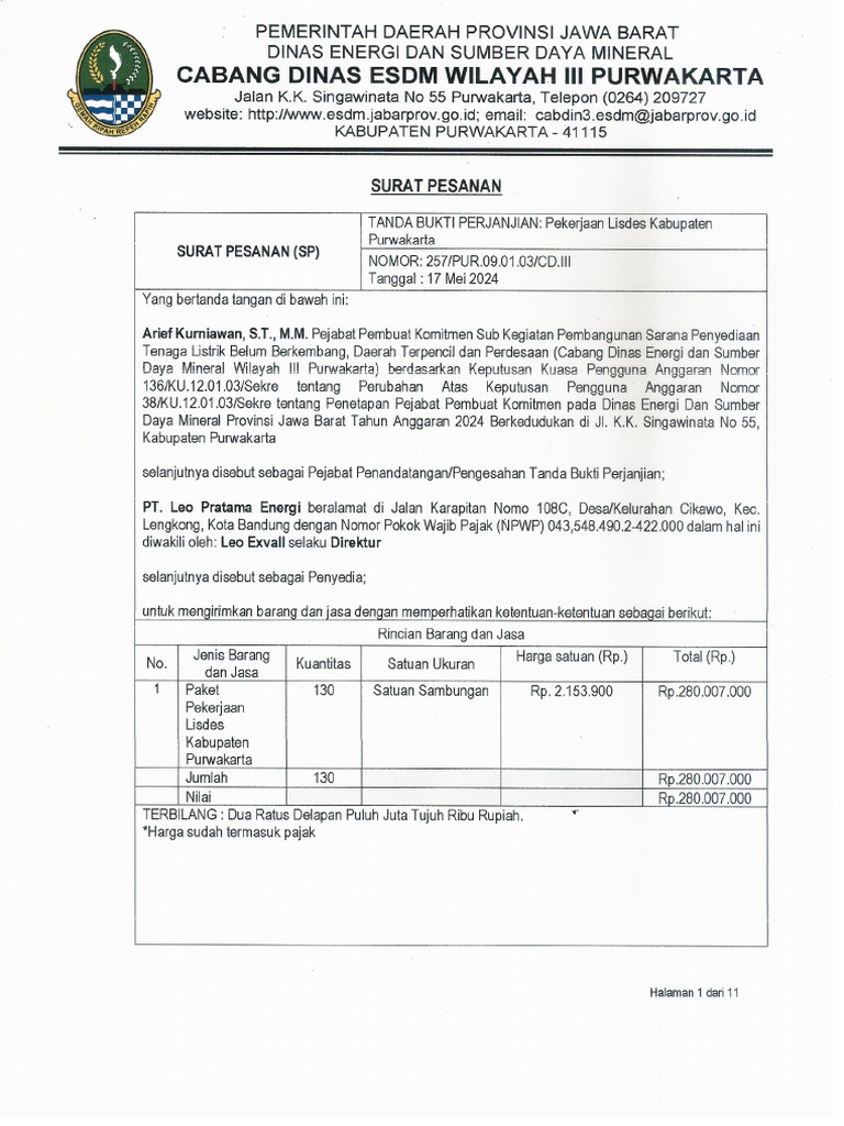 Surat Pesanan 257 | PDF