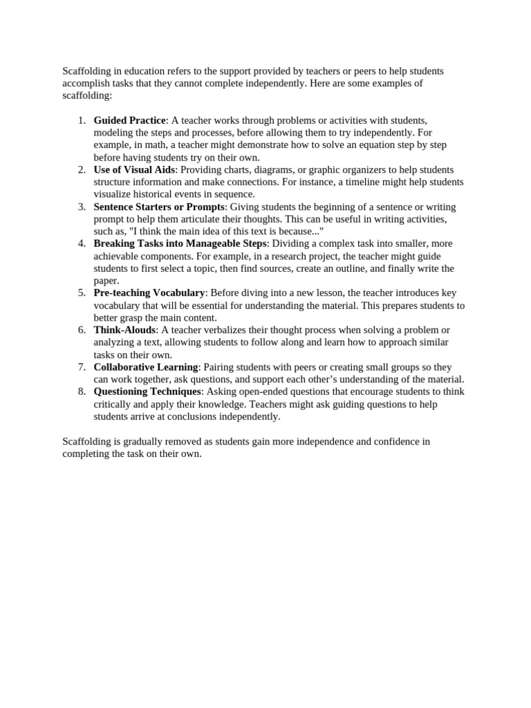 Examples of Scaffolding | PDF
