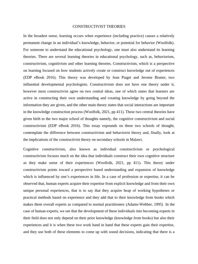Constructivist Learning Theories | PDF | Crecimiento personal y ...
