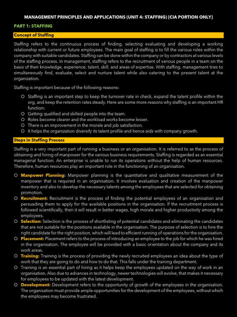 Management Principles and Applications (Unit 4) - 2022 (Bcom Cia ...