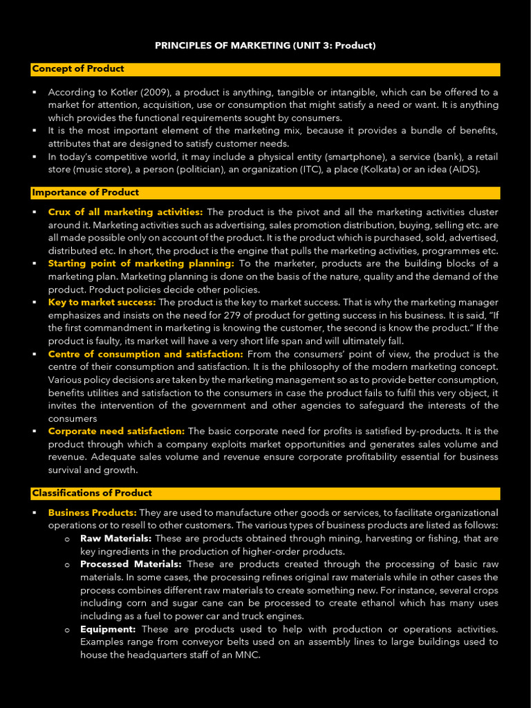PRINCIPLES OF MARKETING - Unit 3 - BCOM | PDF