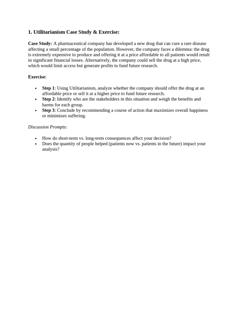 Case Studies of Moral Theories. | PDF