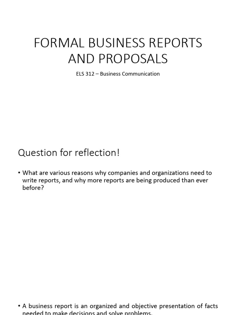 Formal Business Reports and Proposals | PDF | Methodology | Information