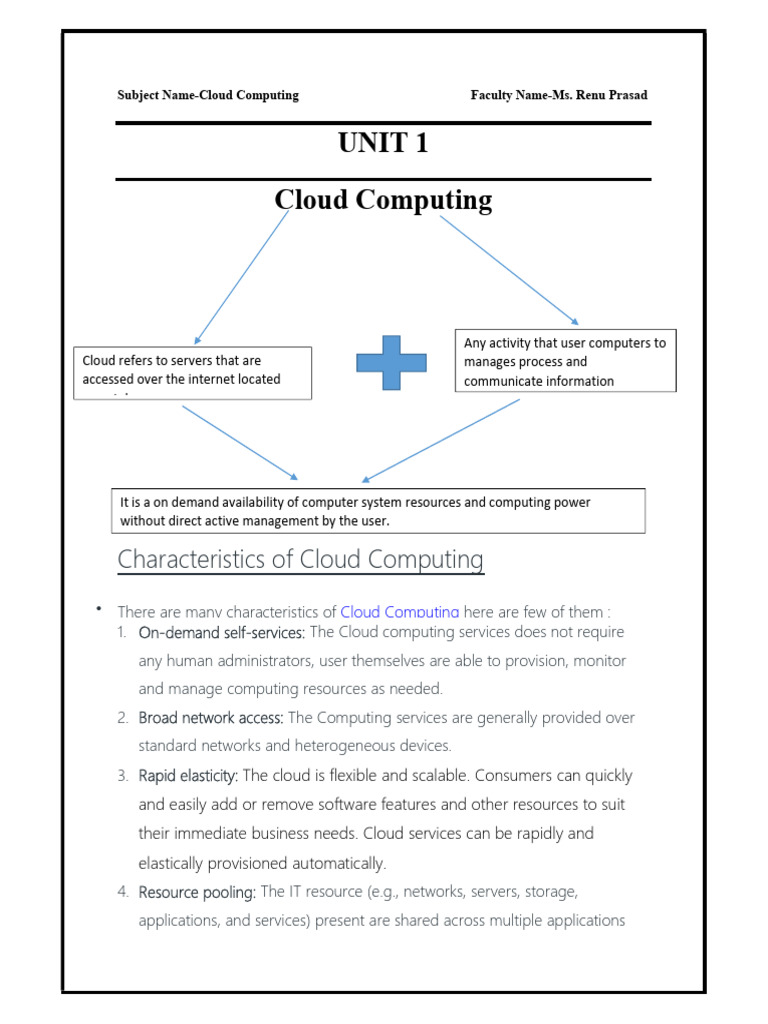 Cloud Computing Unit 1 | PDF