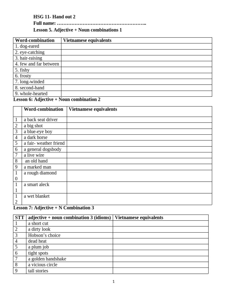 HSG 11 - Hand Out 2 | PDF | Morphology | Semantic Units