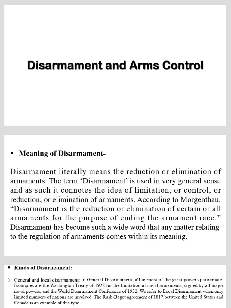Disarmament and Arms Control | PDF