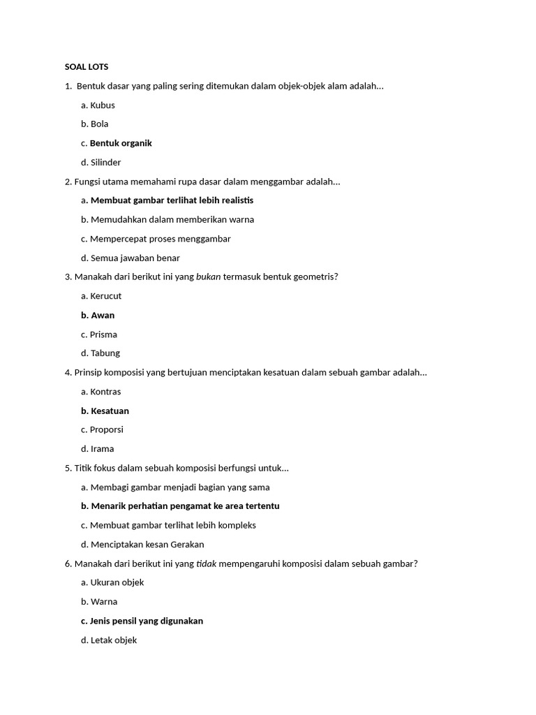 Soal LOTS Dan MOTS Seni Budaya | PDF