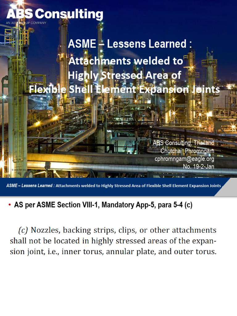 ASME - Lessens Learned - Attachments Welded To Higly Stressed Area of ...