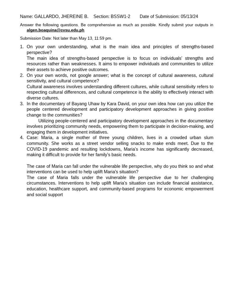 SWRK 65 Activities | PDF