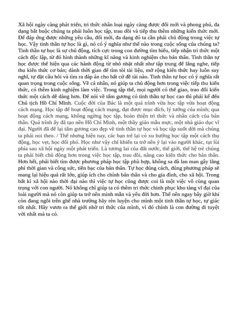 NLXH Về Ý Nghĩa Của Tinh Thần Tự Học | PDF