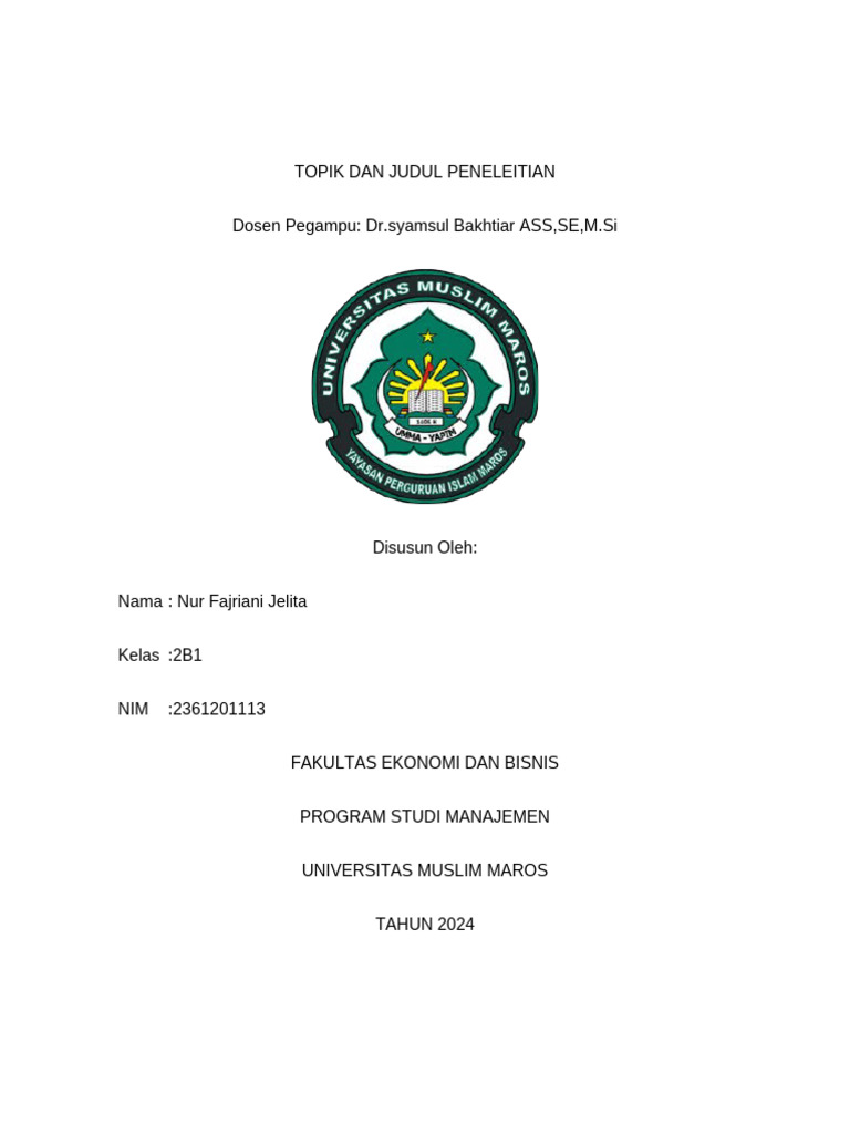 Topik Dan Judul Penelitian | PDF