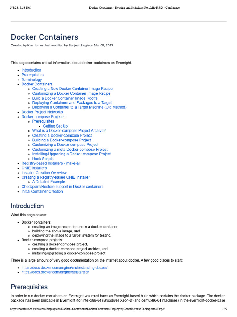 Docker Containers - Routing and Switching Portfolio R&D - Confluence | PDF