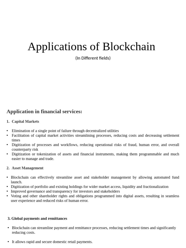 Applications of Blockchain | PDF