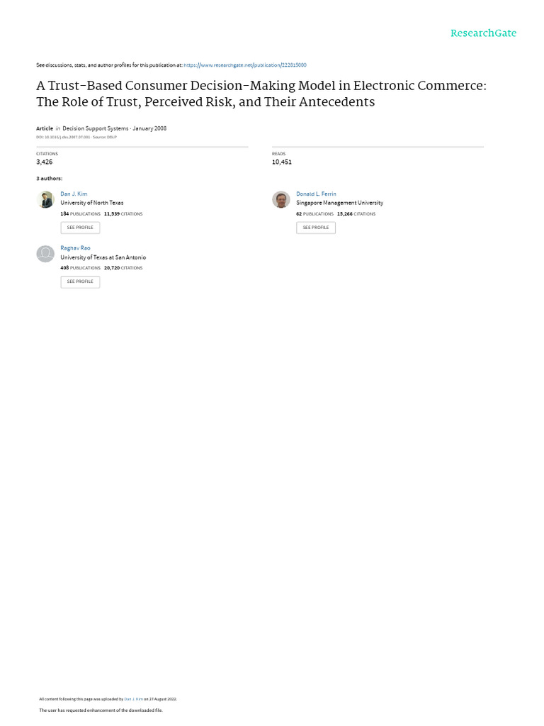 A Trust-Based Consumer Decision-Making Model in El | PDF