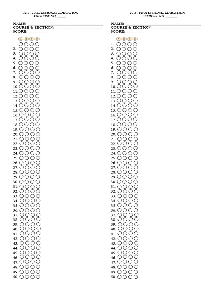 Shading Answer Sheet | PDF