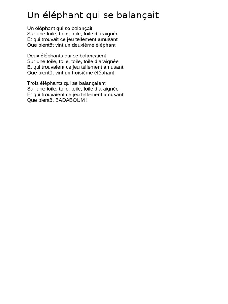 Un Éléphant Qui Se Balançait | PDF