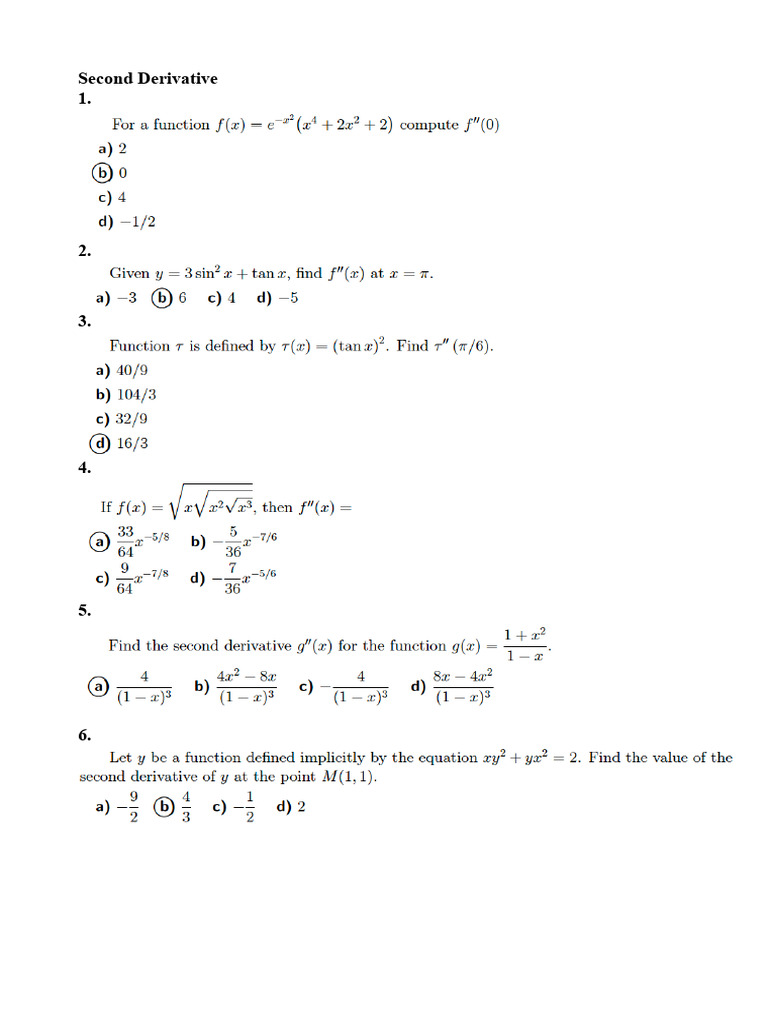 Wa - Class13 - Second Derivative, Concavity | PDF