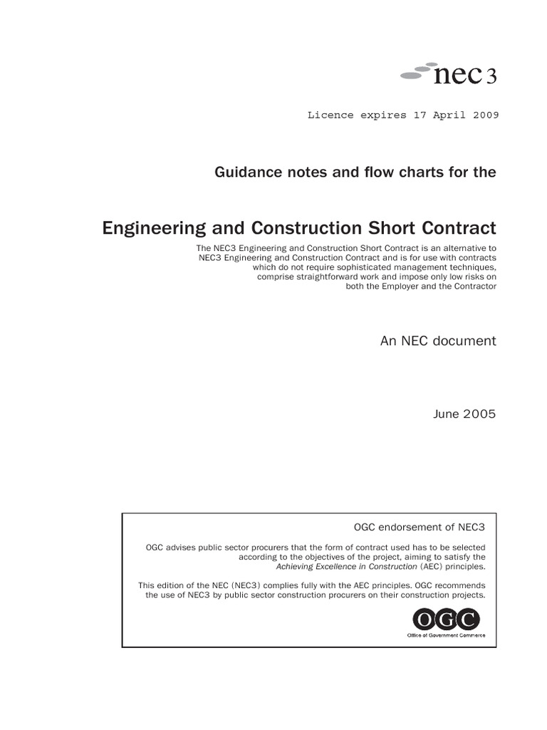 Guidance Notes For The Engineering and Construction Short Contract | PDF