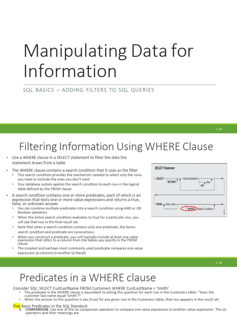 Lecture 03.3 SQL_QueryOneTableWithFilters2_28 | PDF