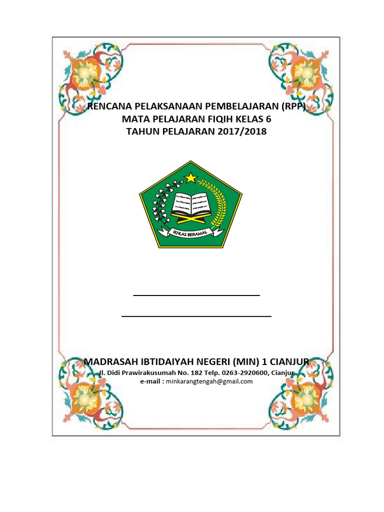 Cover RPP KELAS 6 2017-2018 | PDF