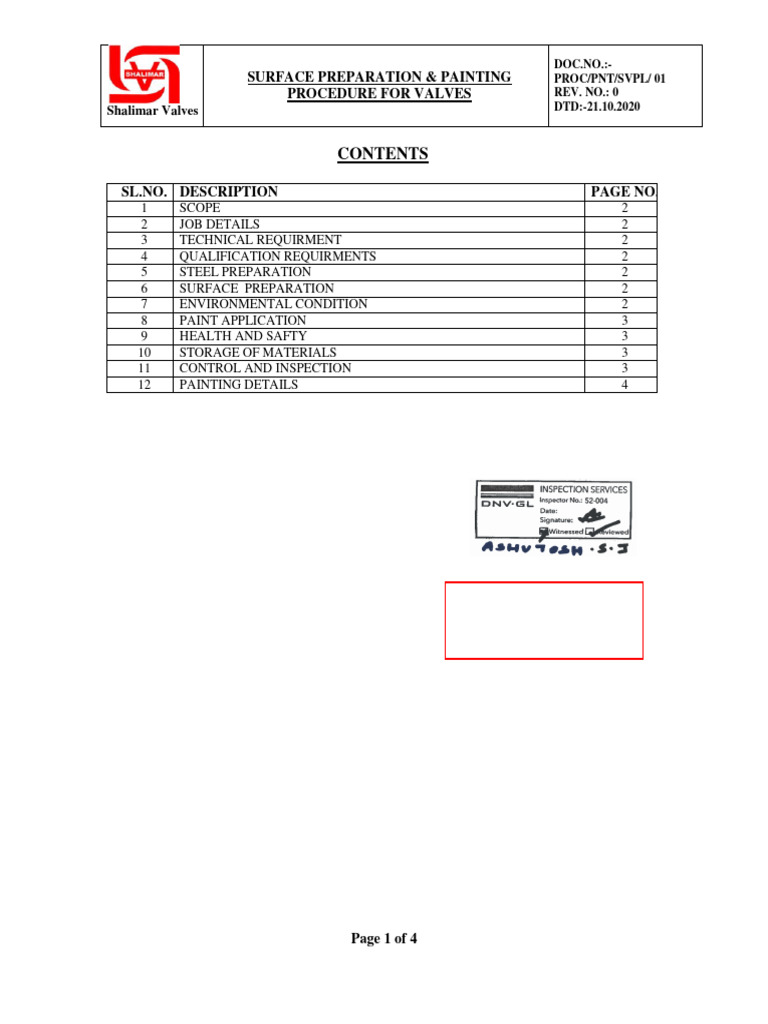 SURFACE PREPARATION & PAINTING PROCEDURE FOR VALVES-R0 - Unlocked | PDF