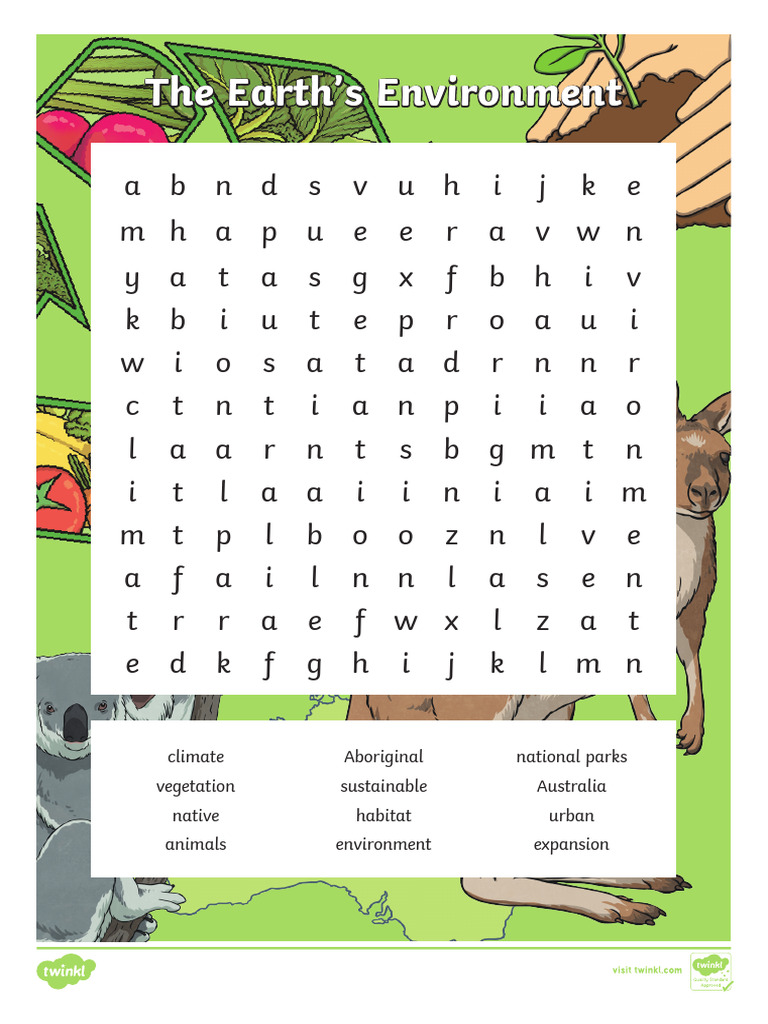 Au t2 e 3211 The Earths Environment Word Search - Ver - 1 | PDF