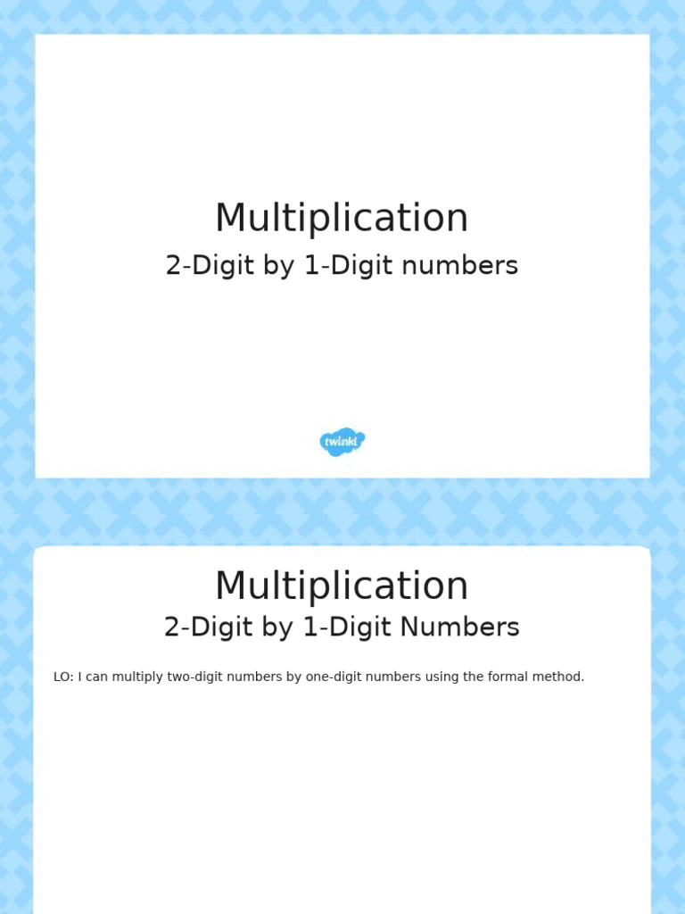 T2 M 1630 Multiplying 2 Digit Numbers by 1 Digit Numbers PowerPoint ...