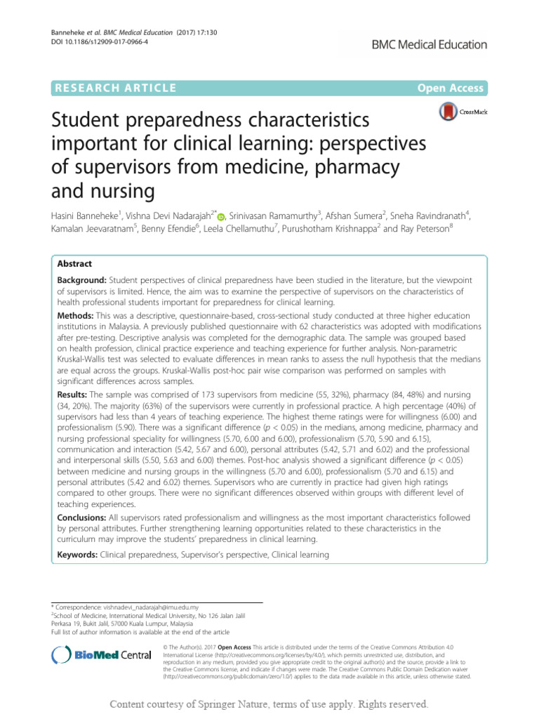 Student Preparedness Characteristics Important For | PDF | Science ...