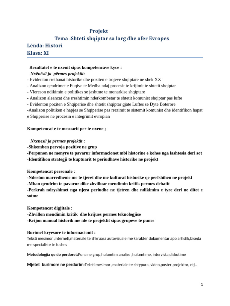 Plan Projekt XI | PDF