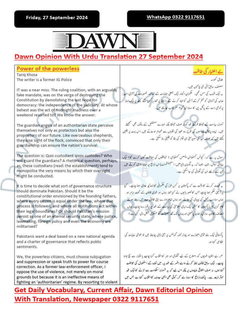 27 September Dawn Opinion 2024 | PDF