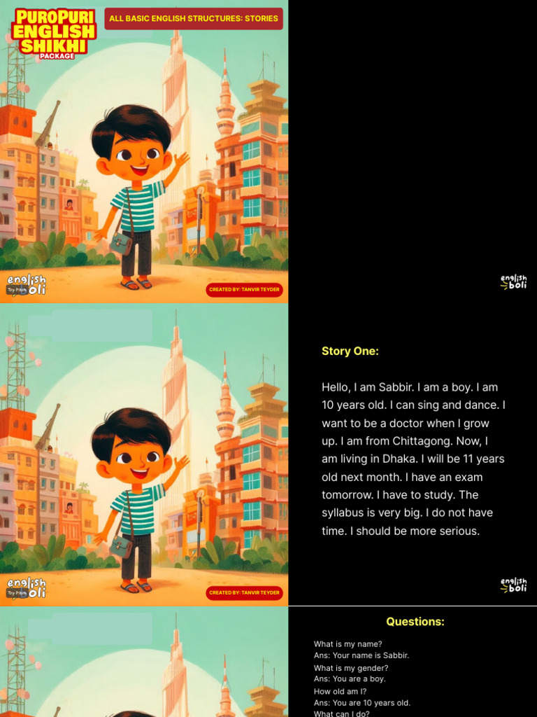 All Basic English Structures Practice Stories. | PDF