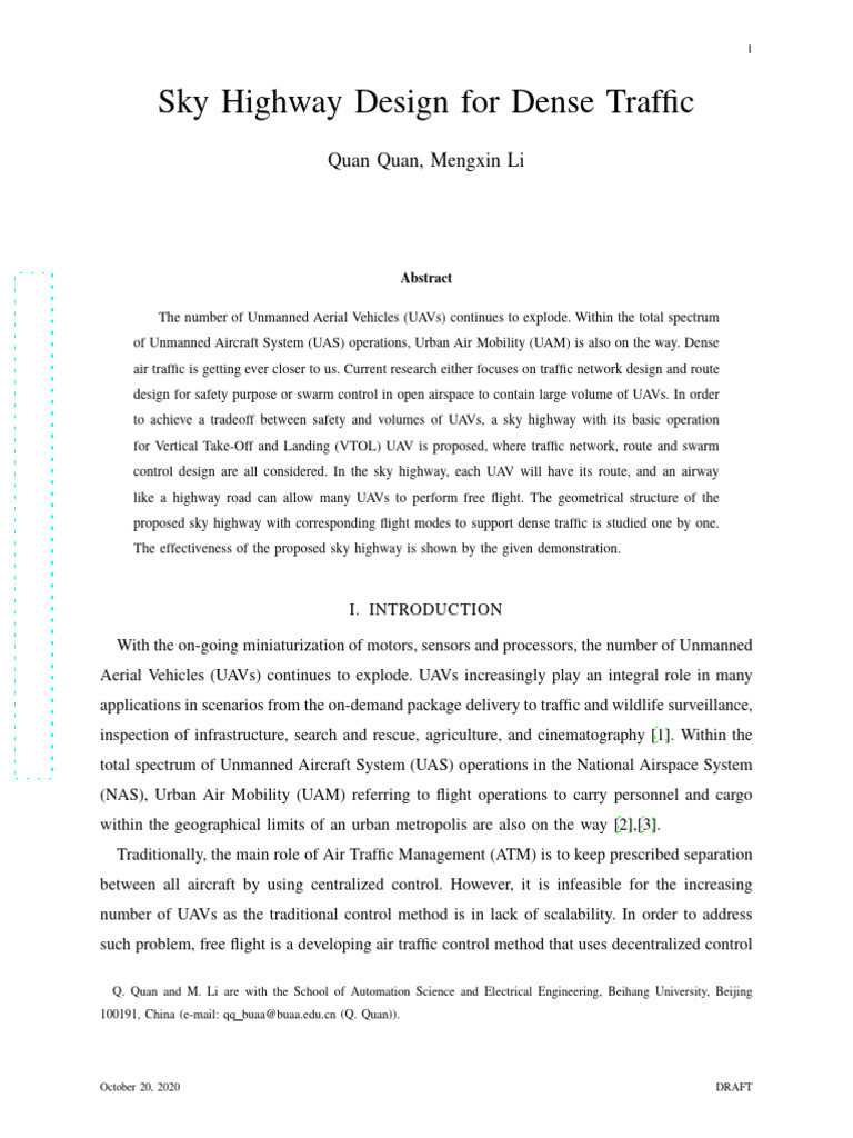 2021 - Sky Highway Design For Dense Traffic | PDF