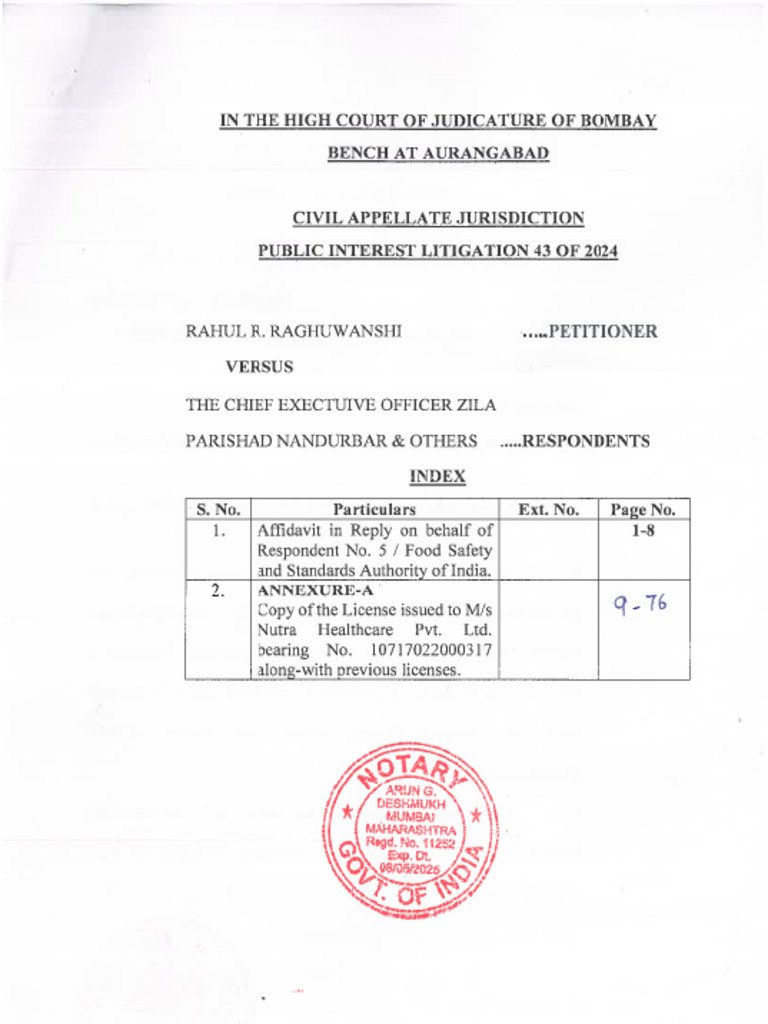 Affidavit-In-Reply - PIL No. 43 of 2024 - Raghuwanshi vs. Zilla ...