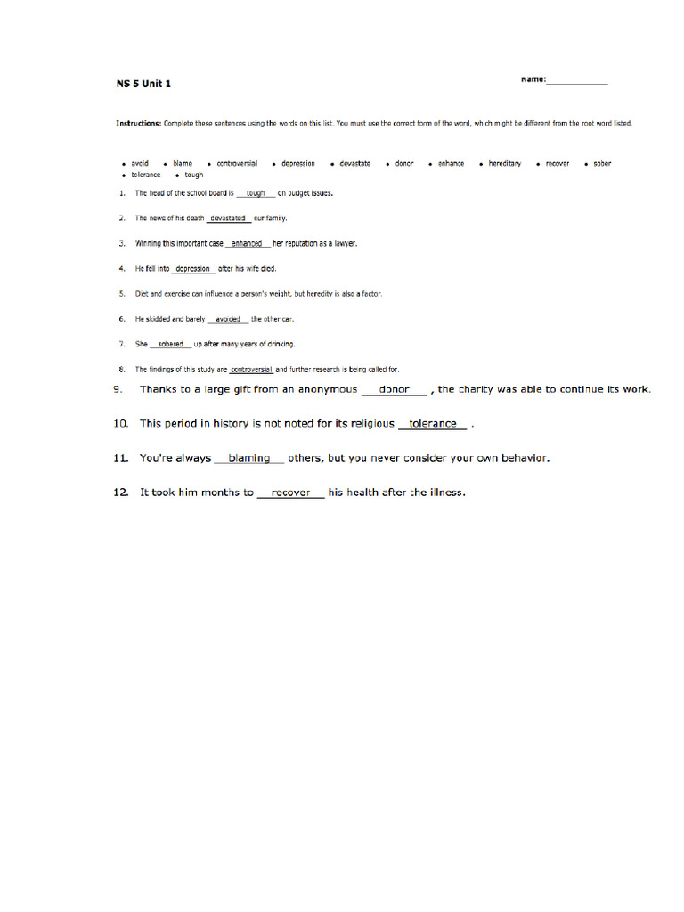 Vocabulary Quiz On Northstar 4 Answer Keys | PDF