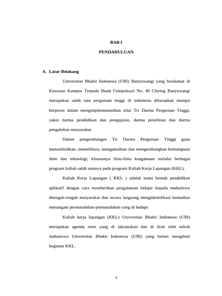 Contoh Laporan KKL dANIL | PDF