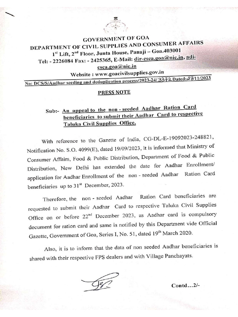 Press Note Aadhar | PDF