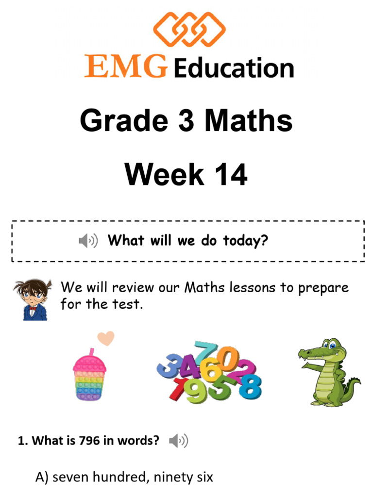 Recap - Maths Week 14 Grade 3 | PDF