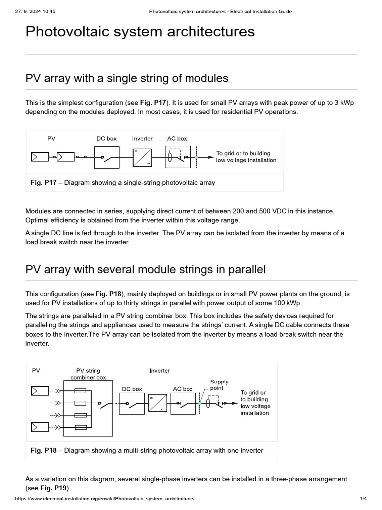 Photovoltaic System Architectures - Electrical Installation Guide | PDF