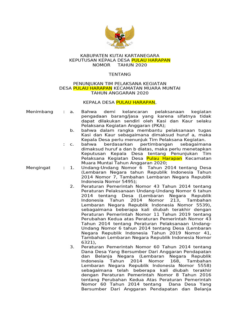 SK TPK - Pulau Harapan | PDF